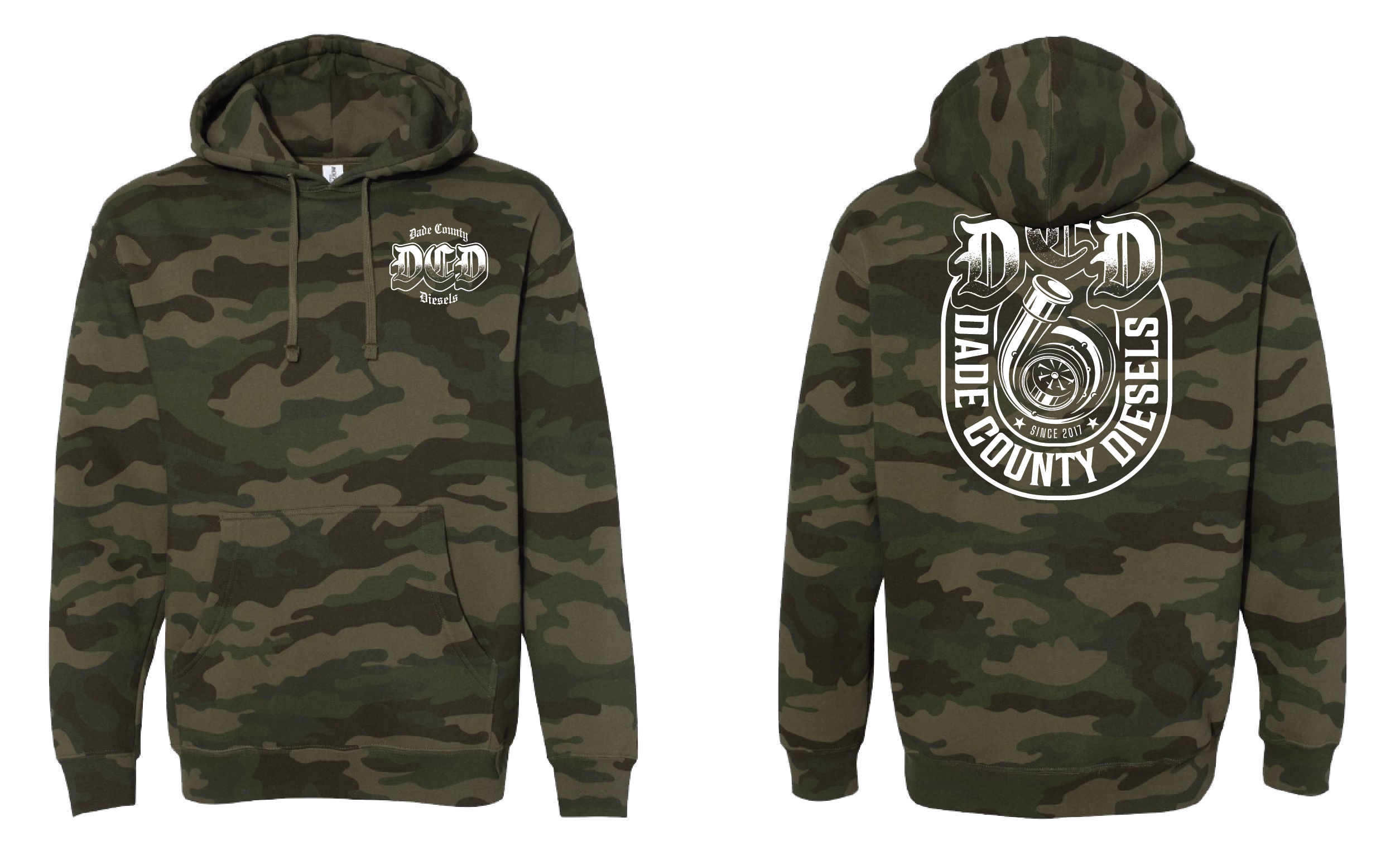 Forrest Camo Hoodie - Old English Turbo Logo – Dade County Diesels ...